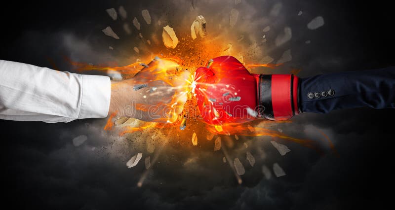 Fighting Hands Breaking Rock Stock Illustration - Illustration of angry ...