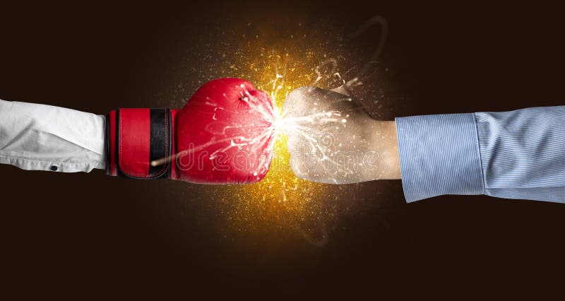 Fighting Hands with Orange Explosion Concept Stock Image - Image of ...