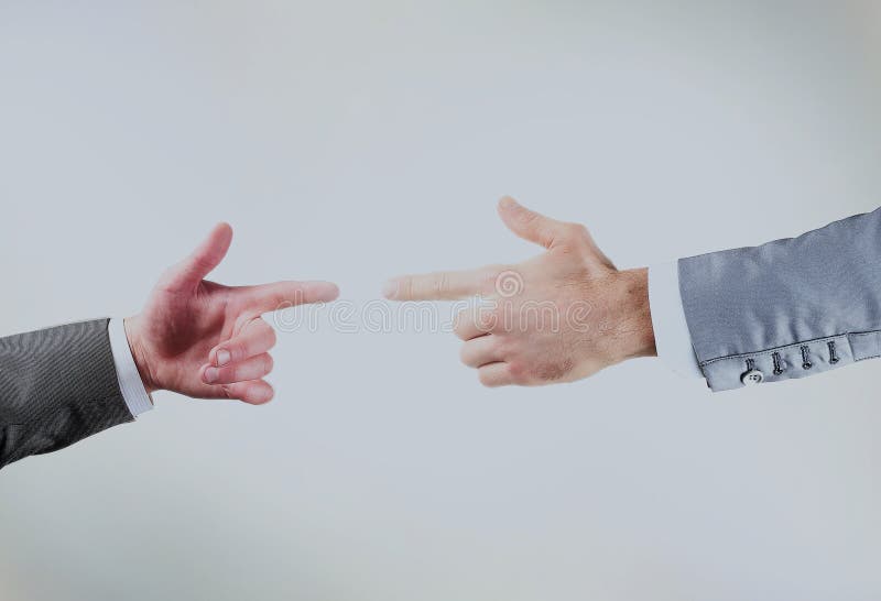 Two Hands with Fingers Tip To Tip Symbolizing Contact. Stock Image ...