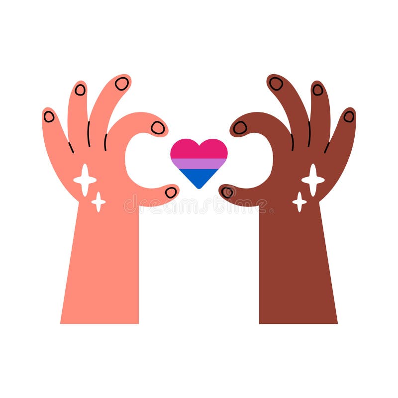 Two Hands Forming a Bisexual Pride Heart Stock Illustration ...