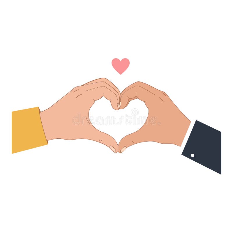 Two Hands Forming a Heart Shape with a Pink Heart Above in Flat Vector ...