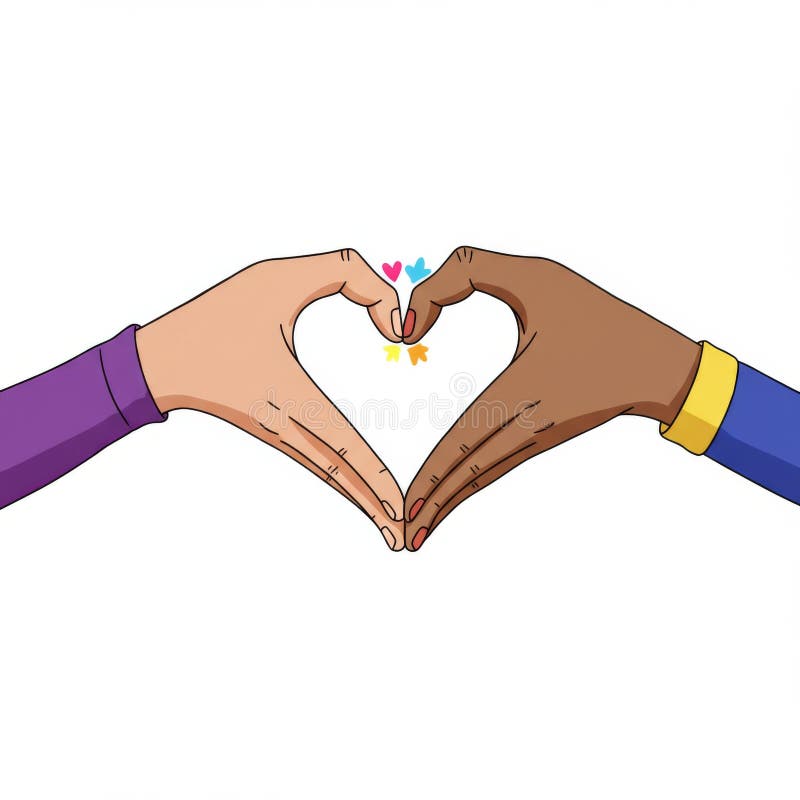 Two Hands Forming Heart Shape with Small Hearts Inside Stock ...