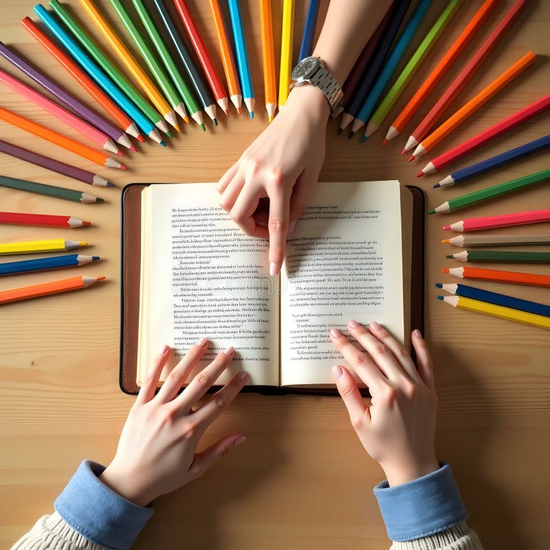 Colorful Pencils & Open Book Stock Illustration - Illustration of ...
