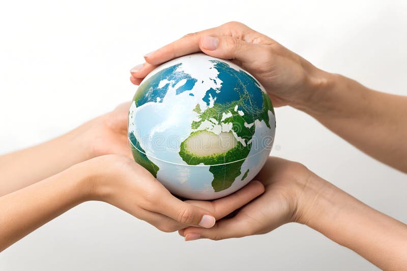 Two Hands Gently Holding a Globe Representing Global Unity and ...