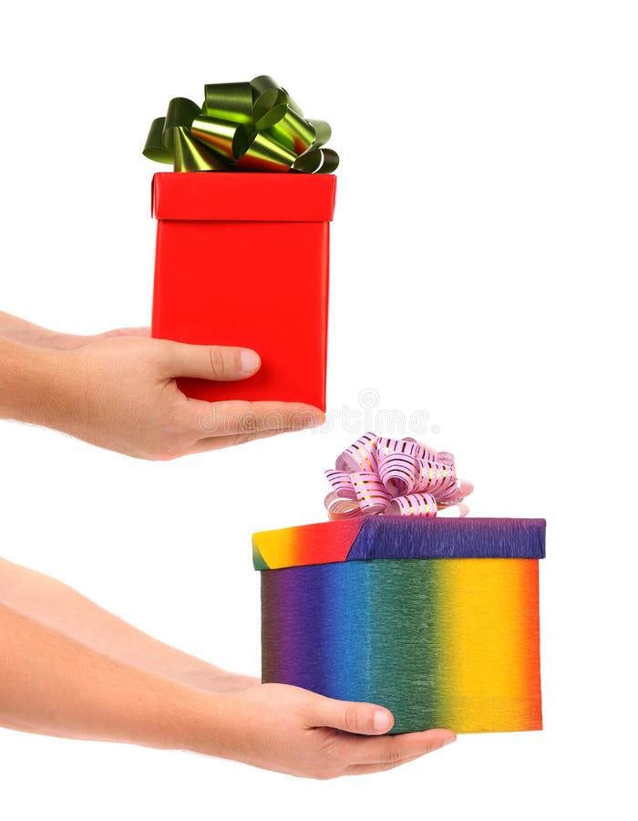 Two hands giving presents. stock image. Image of celebration - 35131435