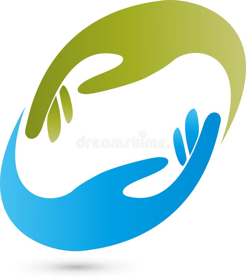 Two Hands in Green and Blue, Hands and Helper Logo Stock Vector ...