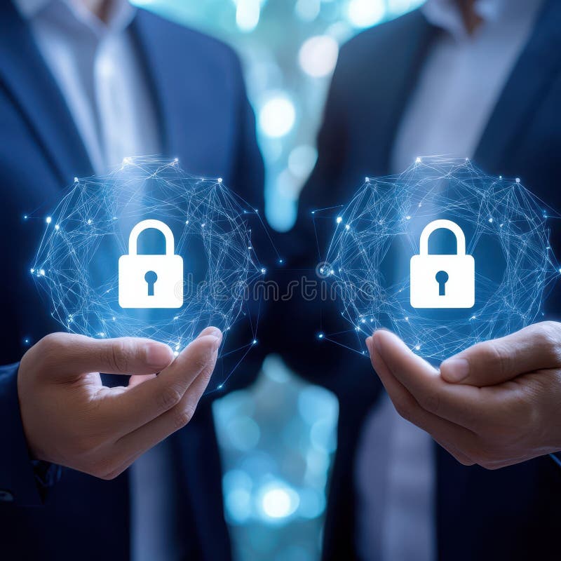 Two Hands Gripping a Padlock Symbolizing Security and Protection in ...