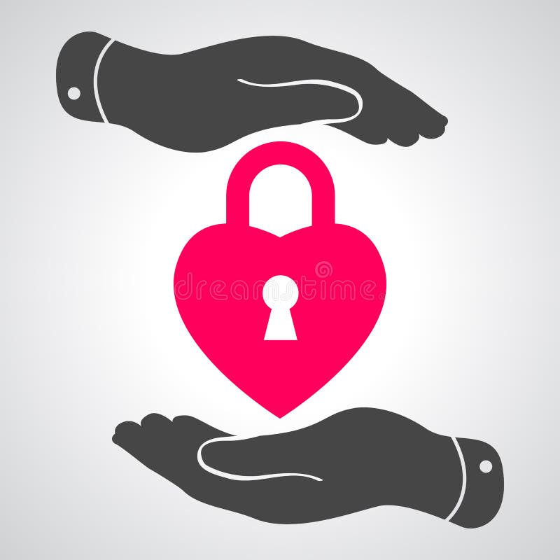 Two Hands Hands with Heart Lock Shape Illustration Stock Vector ...