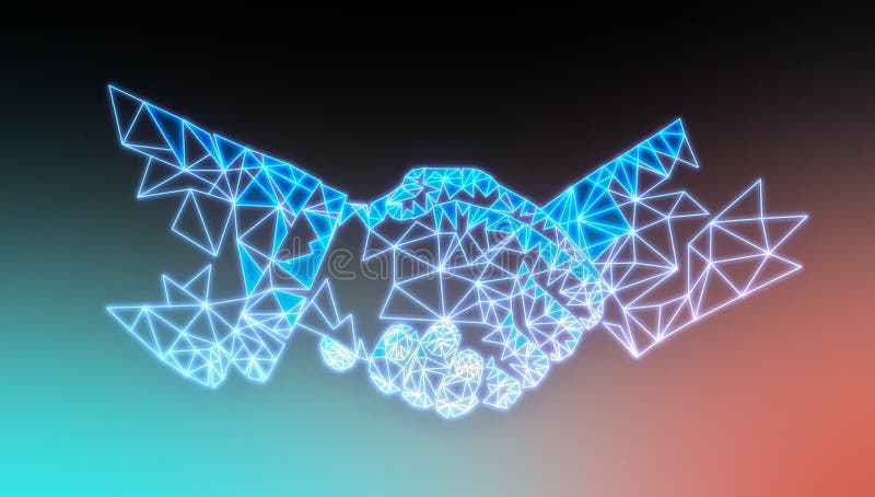 Two Hands Handshake Business Agreement. Low Poly Polygonal Triangle ...
