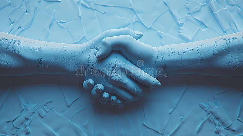 Two Hands in a Handshake Gesture, Rendered in 3D and Textured with a ...
