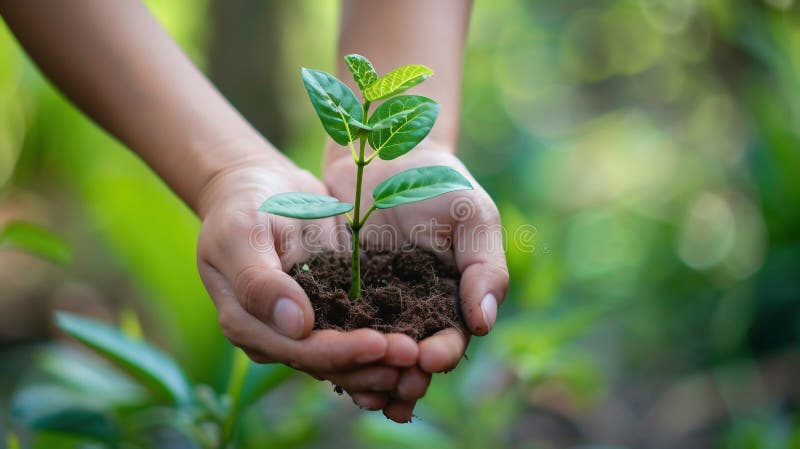 Protecting Young Tree in Hands: Earth Conservation Image Stock Photo ...