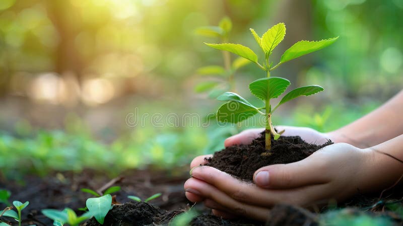 Protecting Young Tree in Hands: Earth Conservation Image Stock Photo ...
