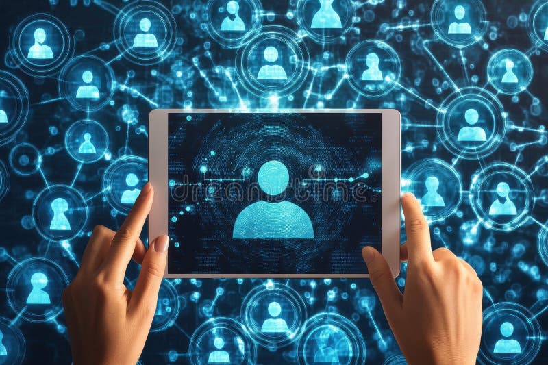 Recruiters Holding a Tablet Displaying Digital Connections and User ...