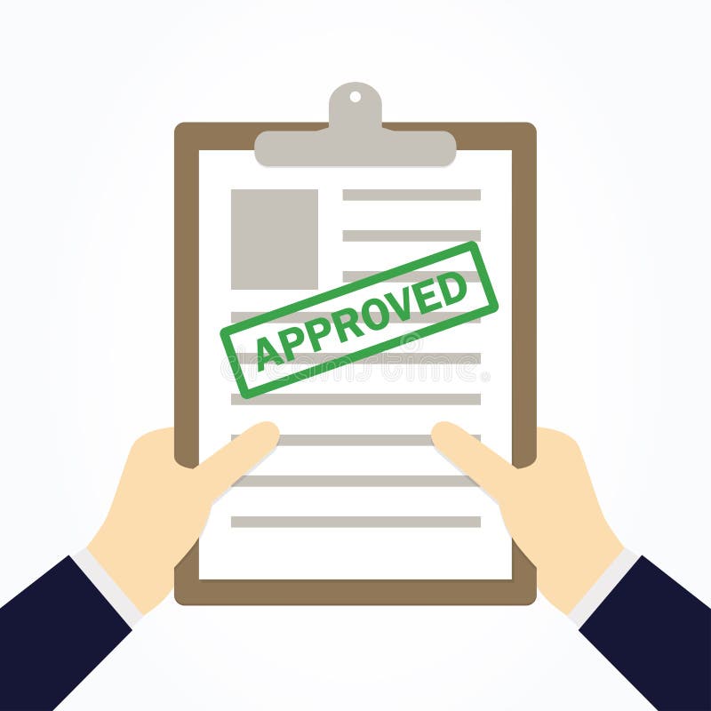 Approved Paper Document, Green Approved Stamp. Flat Illus Stock Vector ...