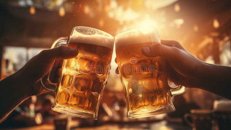 Two Hands Holding Beer Mugs and Toasting 4 Stock Illustration ...