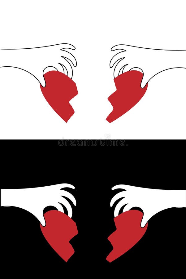 Two Hands Holding Crashed Heart Pieces, Trying To Connect, Fix, Put ... Two Hands Holding Crashed Heart Pieces, Trying To Connect, Fix, Put ...