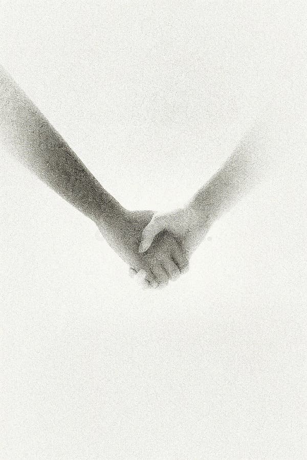 Two Hands Holding Each Other: Long Shot Centered Stock Illustration ...
