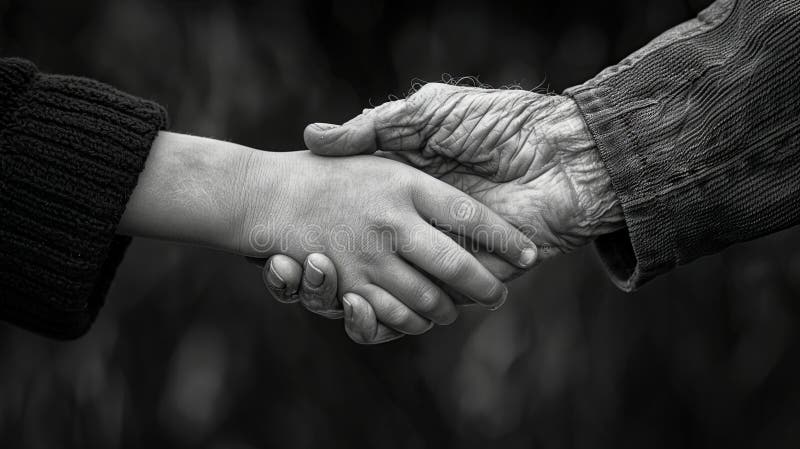 Two Hands Holding Each Other, One Old and One Young, Symbolising ...