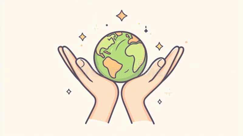 Two Hands Holding Earth Globe Protecting Environment Stock Illustration ...