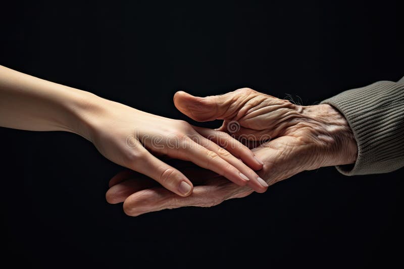 Two Hands Holding an Elderly Stock Image - Image of caregiver, aging ...