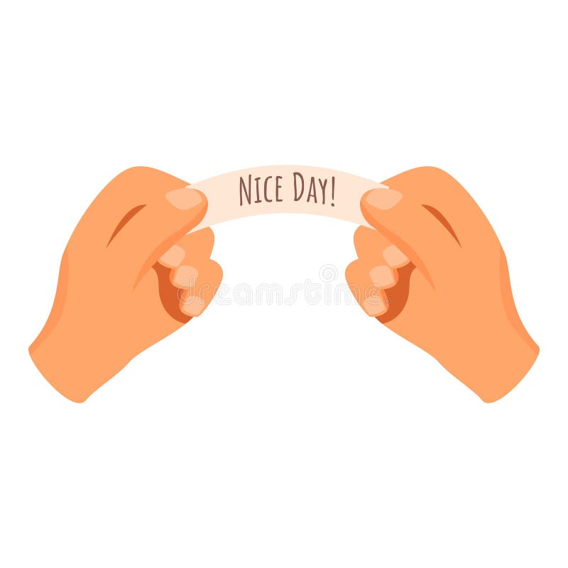 Two Hands Holding Fortune Cookie Paper with Nice Day Message Stock ...