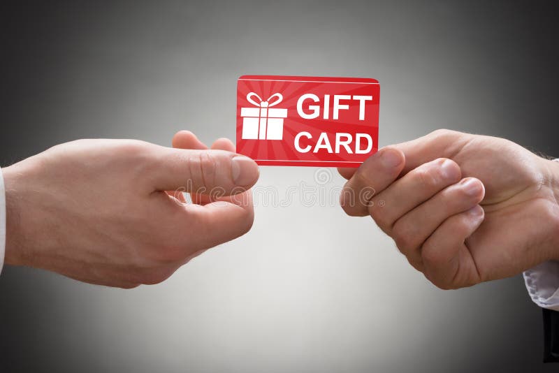 Two Hands Holding Gift Card Stock Image - Image of finger, credit ...