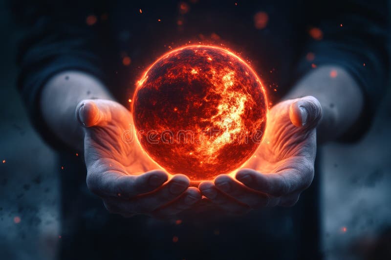 Two Hands Holding a Glowing Orb Symbolizing Control Over the Future or ...
