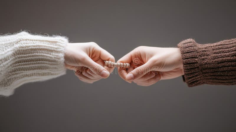Two Hands Holding a Gold and Silver Spiral Ring Stock Illustration ...