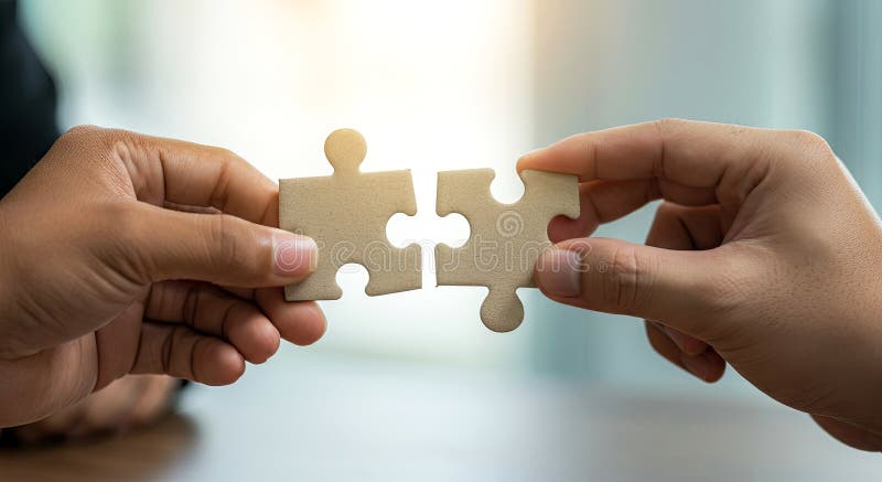 Two Hands Holding Matching Puzzle Pieces, Symbolizing Connection and ...