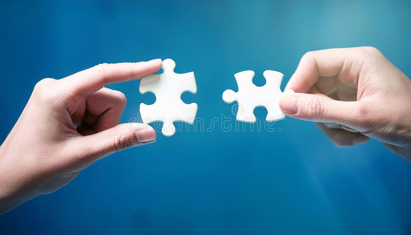 Two Hands Holding Matching Puzzle Pieces, Symbolizing Connection and ...