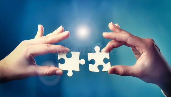 Two Hands Holding Matching Puzzle Pieces, Symbolizing Connection and ...