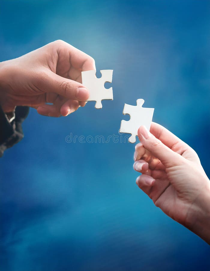 Two Hands Holding Matching Puzzle Pieces, Symbolizing Connection and ...