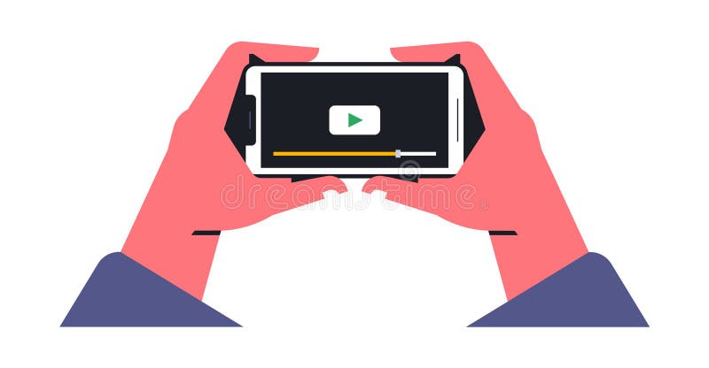 Two Hands Holding the Phone. Watching Internet Media Content Online ...