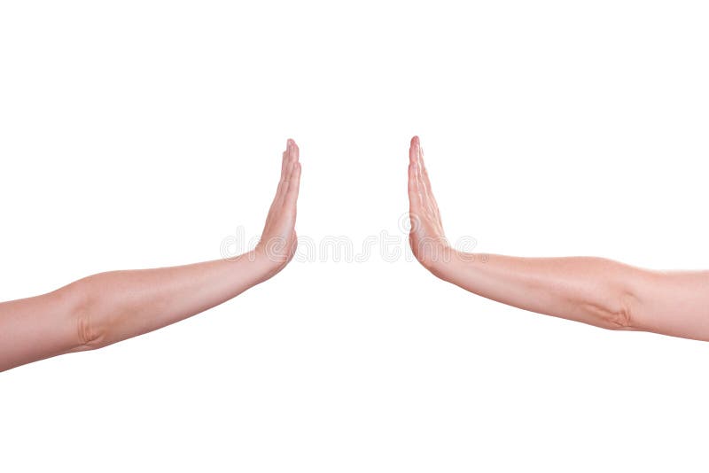 Two Hands are Holding and Pushing Stock Image - Image of hands, sign ...