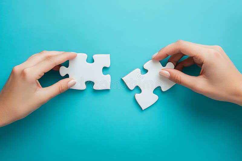 Two Hands Holding Puzzle Pieces Stock Illustration - Illustration of ...