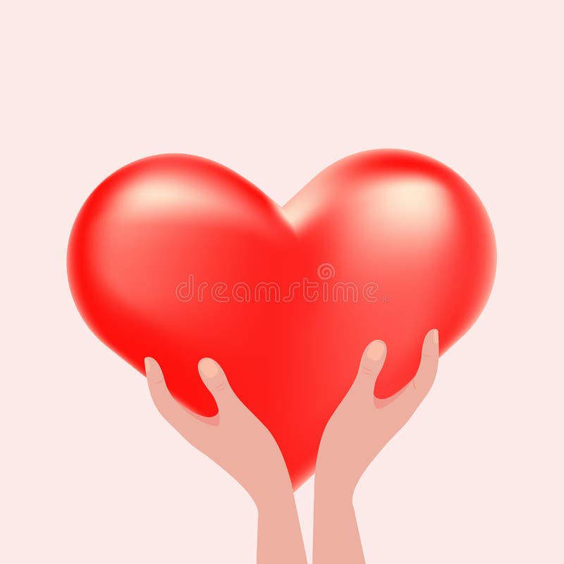 Two Hands Holding a Red 3-d Heart.the Concept of Love, Support ...
