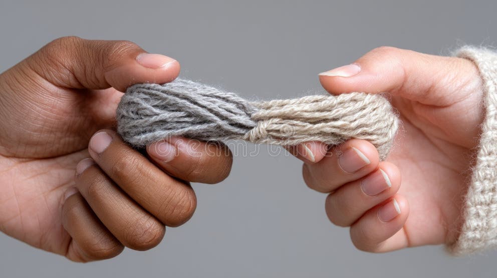 Two Hands Holding Wool Yarn, Symbolizing Connection and Creativity ...