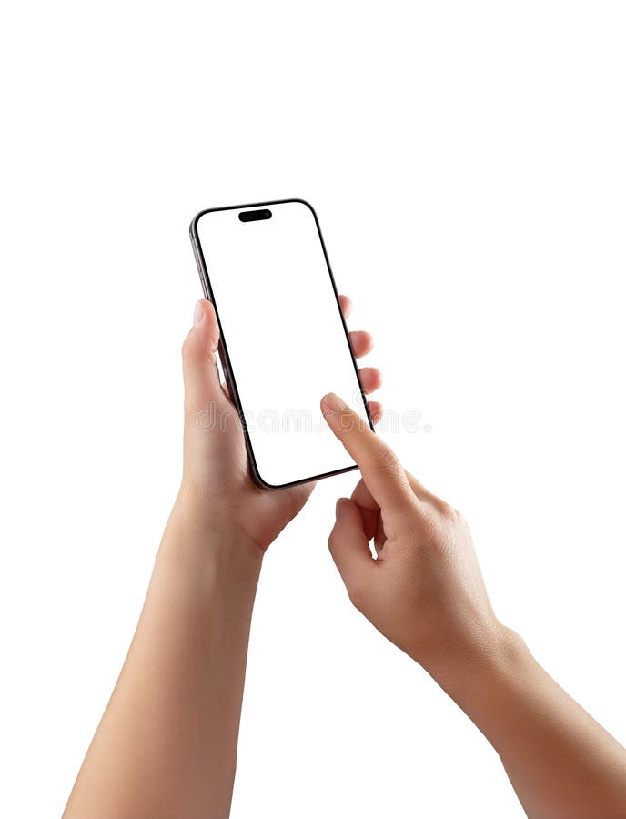 Two Hands Interacting with Smartphone, Blank Screen Mockup Ideal for UI ...