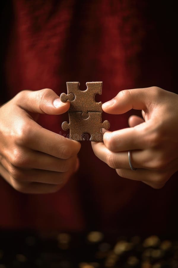 Two Hands Joining Puzzle Pieces, Symbolizing Teamwork Stock ...