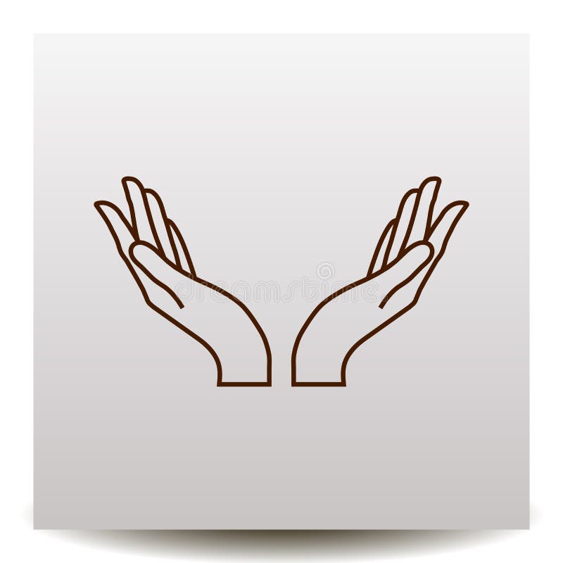 Two Hands Line Vector Icon on a Realistic Paper Background with Stock ...