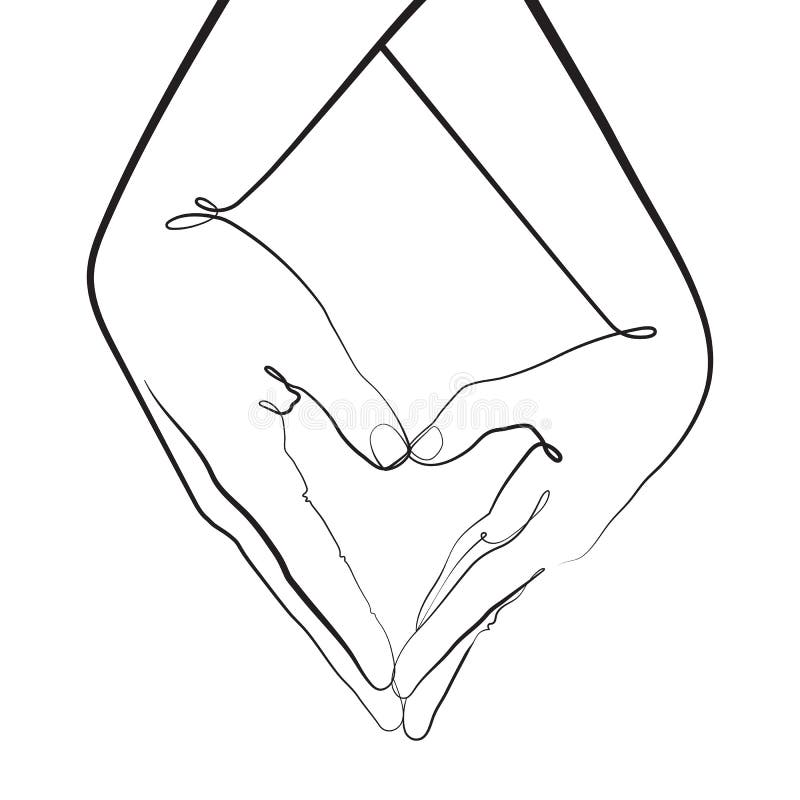 Two Hands Make a Heart. One Line Vector Illustration Stock Vector ...