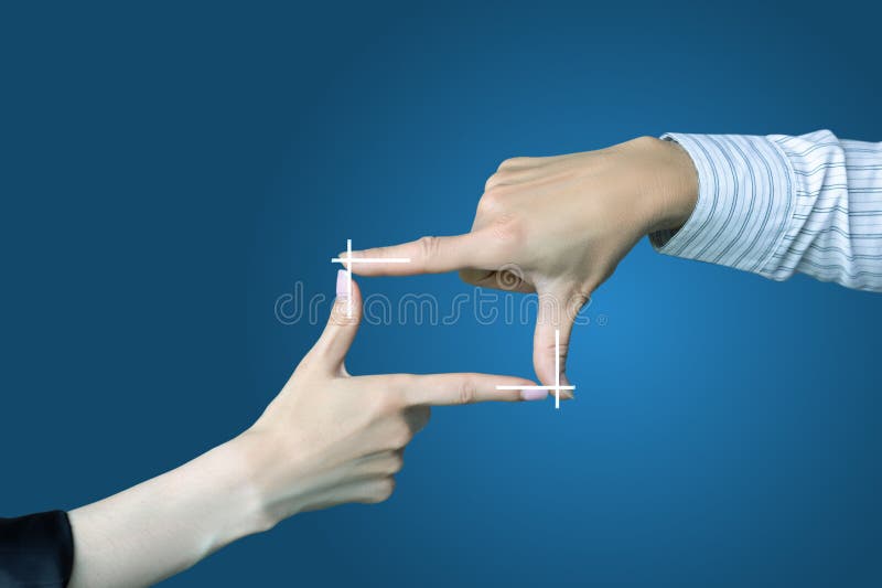 Two Hands Making a Cutting Gesture Stock Photo - Image of idea, blue ...