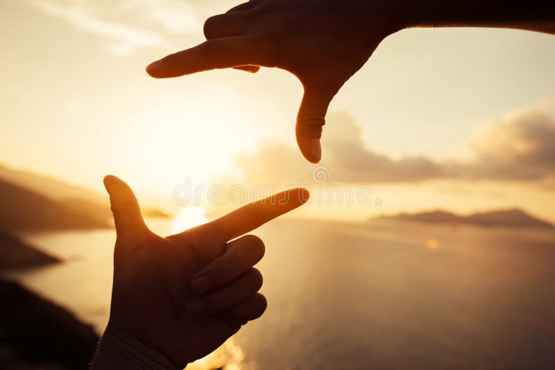 Two Hands Making a Picture Frame Stock Photo - Image of grunge, sunrise ...
