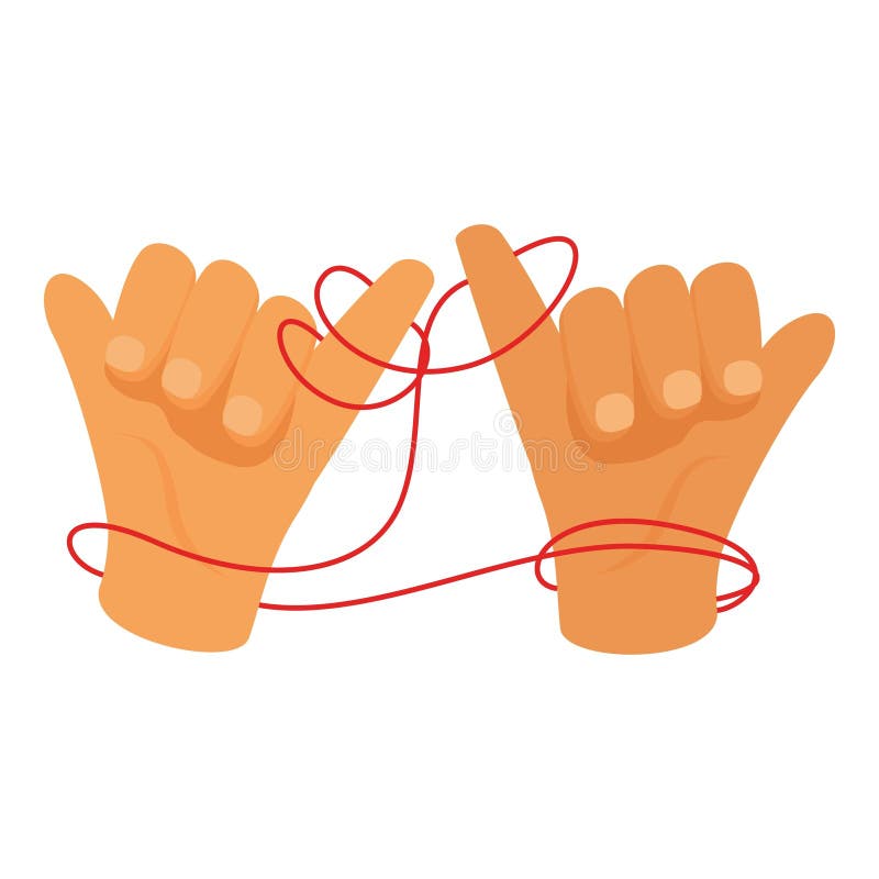Two Hands Making Pinky Promise with Red Thread Connected Stock Vector ...