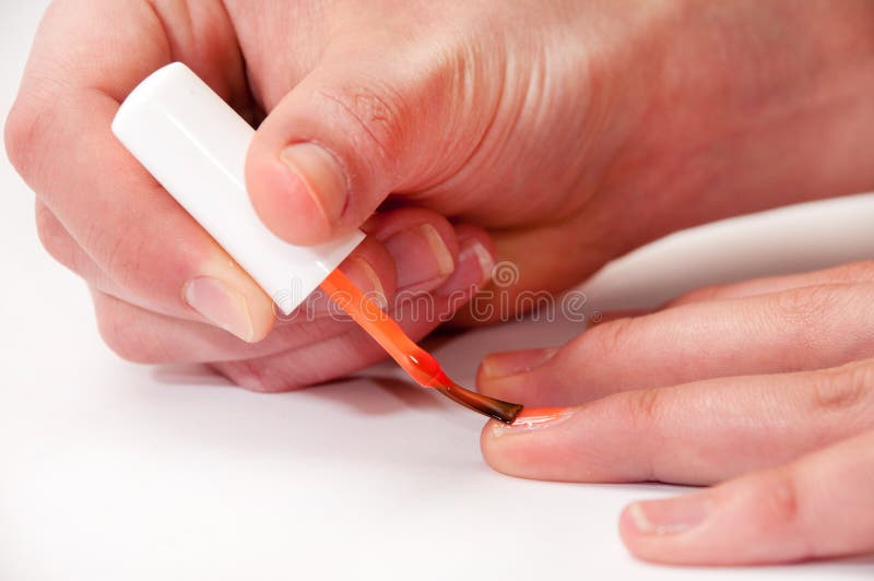 Two Hands and Manicure or Nail Polishing Stock Photo - Image of ...