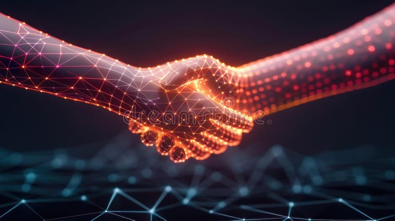 Two Hands Meet in Agreement, Symbolizing Partnership in a Digital World ...