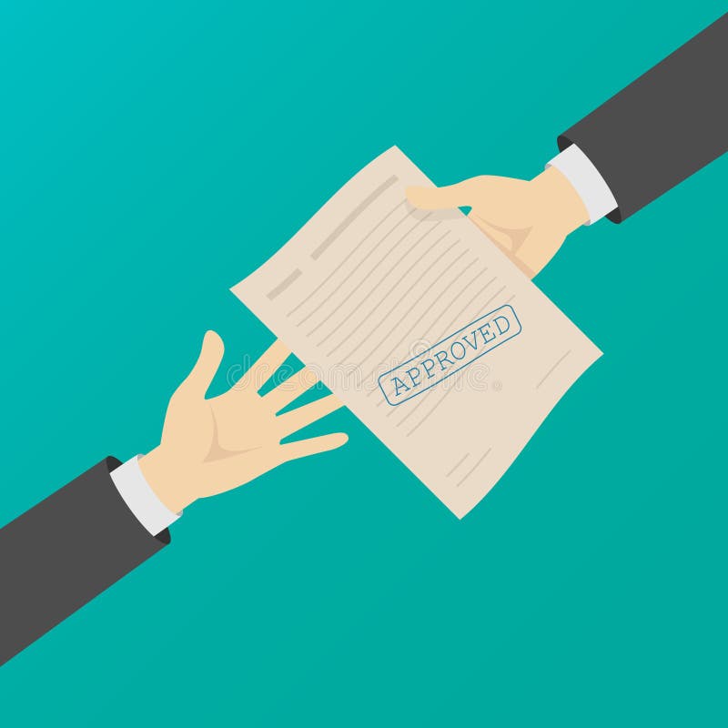 Two Hands of Men Pass a Document with a Stamp . the Concept of Business ...