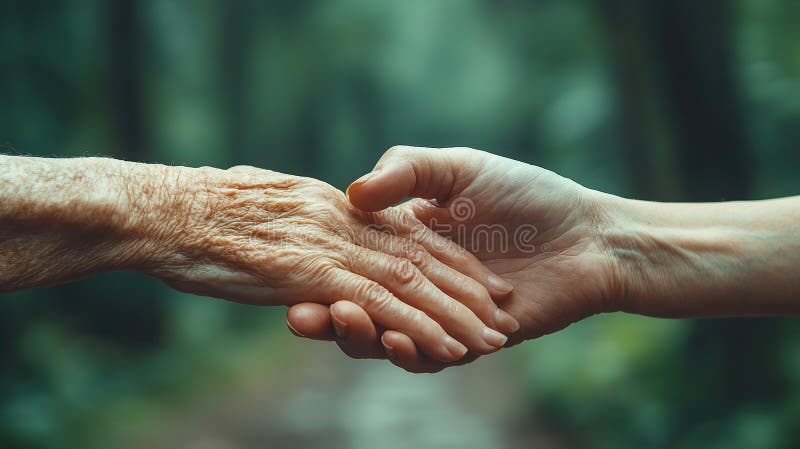 Two Hands, One Aged and One Youthful, Gently Holding Each Other in a ...