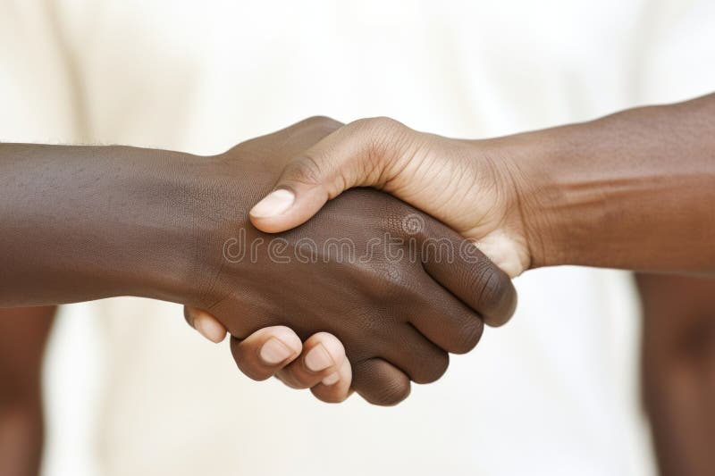 Two Hands, One Dark and One Light, Clasp in a Gesture of Unity and ...