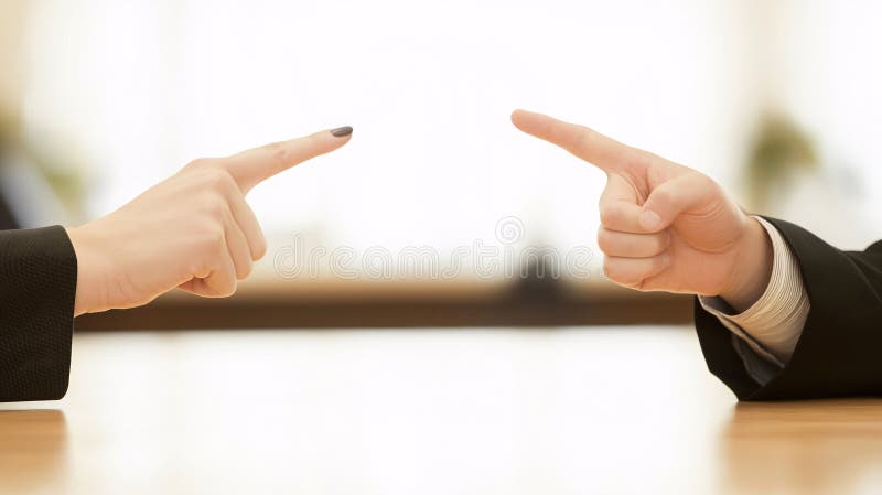 Two Hands Pointing Opposite Directions Business Communication Concept ...